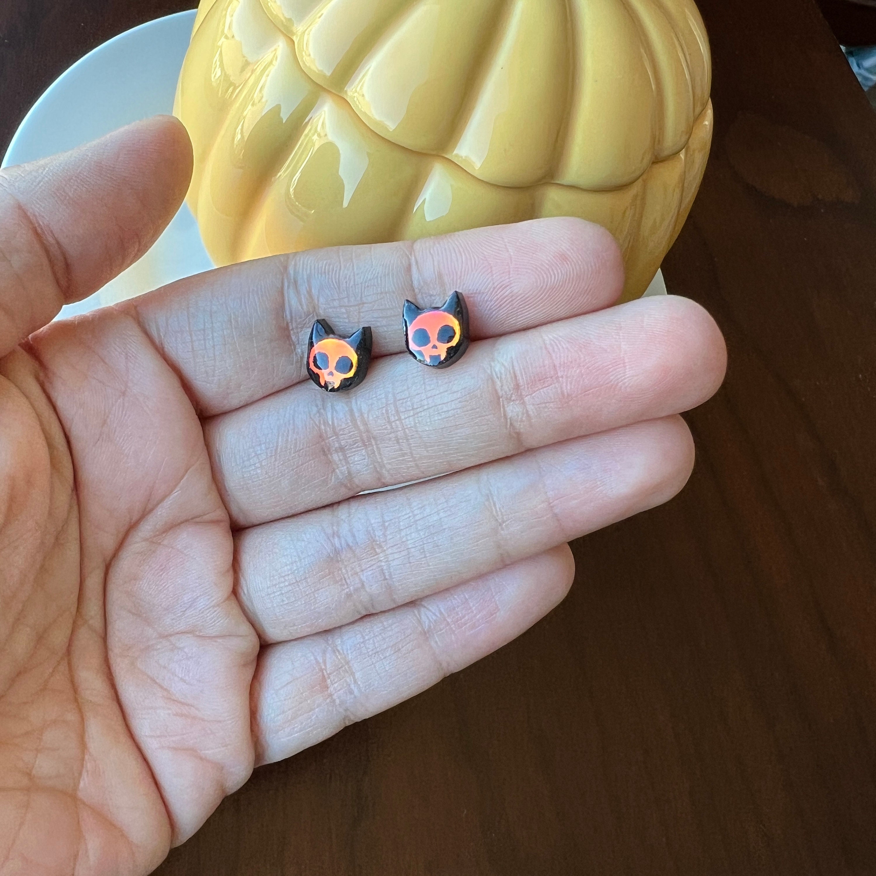 Cat Skull Earrings Cat Skull Jewelry Cat Skeleton Earrings - Etsy