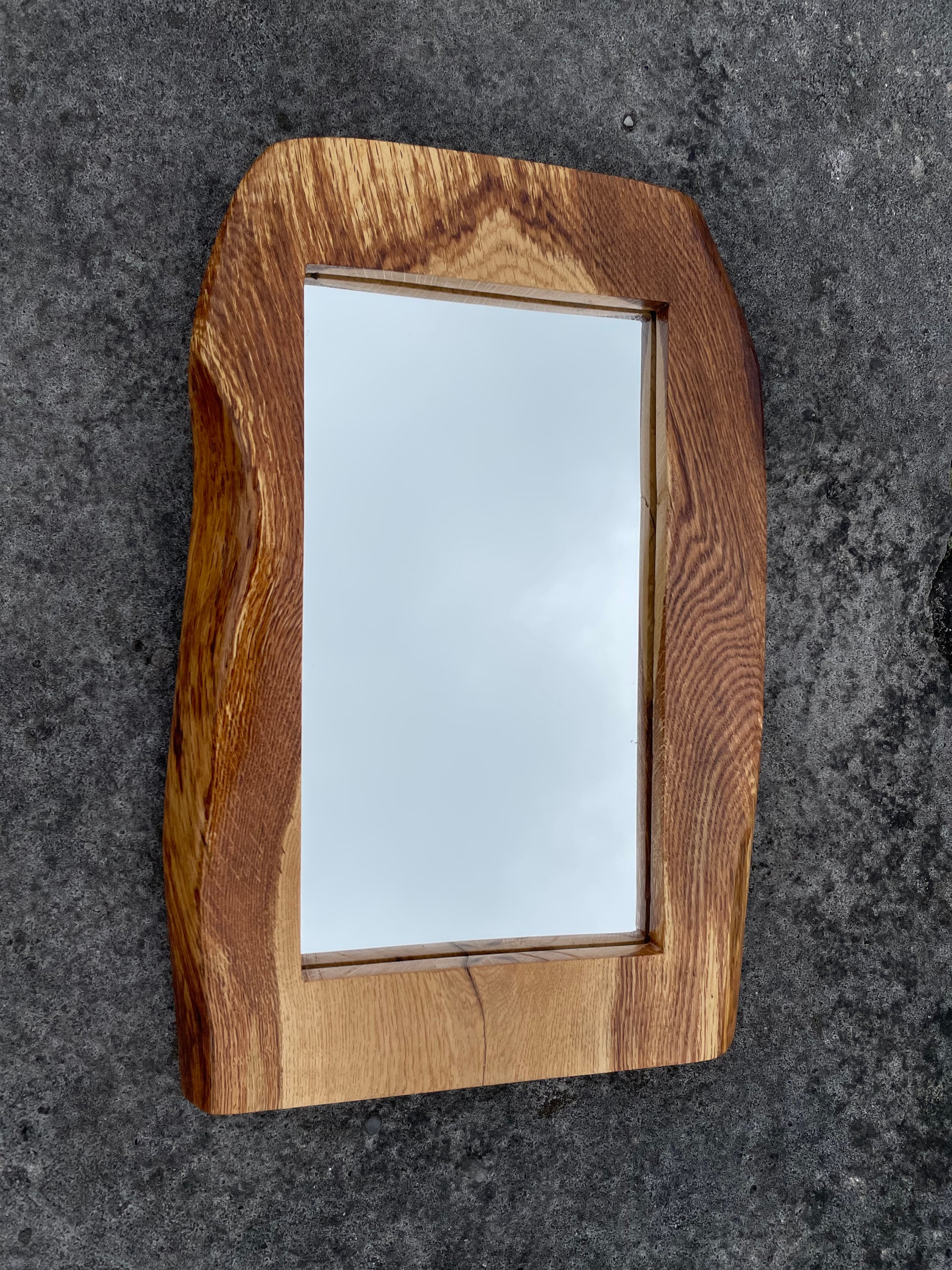 Solid Oak Frame Live Edge Mirror, Rustic Solid Frame Wood Mirror ...