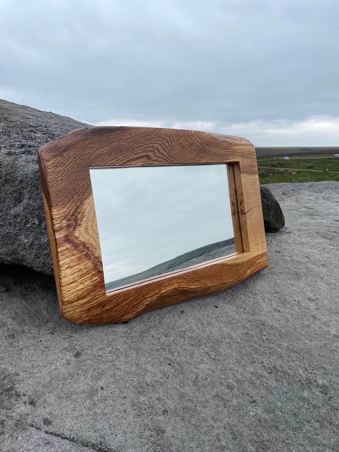 Solid Oak Frame Live Edge Mirror, Rustic Solid Frame Wood Mirror ...