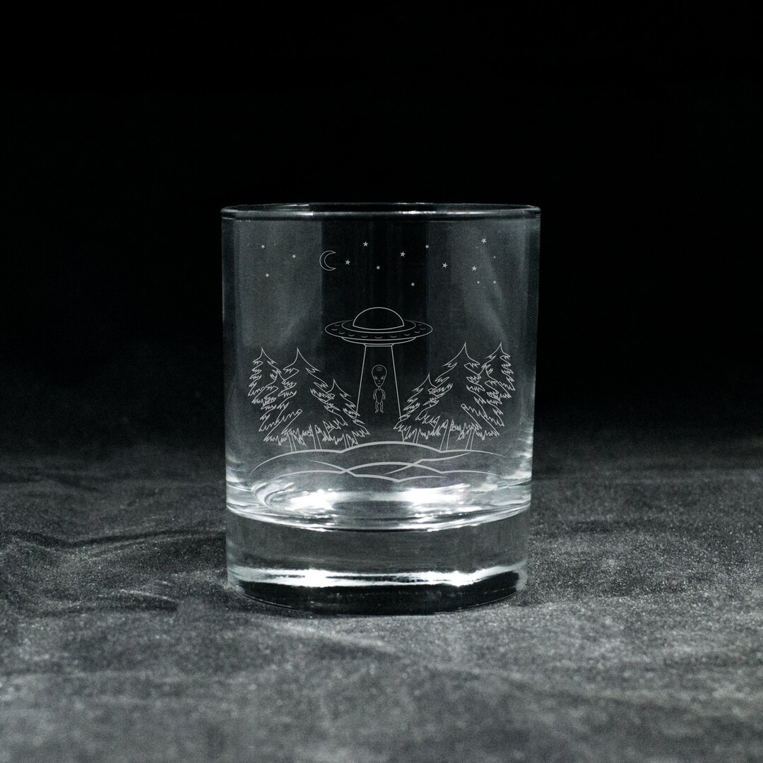 Alien UFO Wood Glass Water Wine Whisky Beer Gift Laser Engraved - Etsy