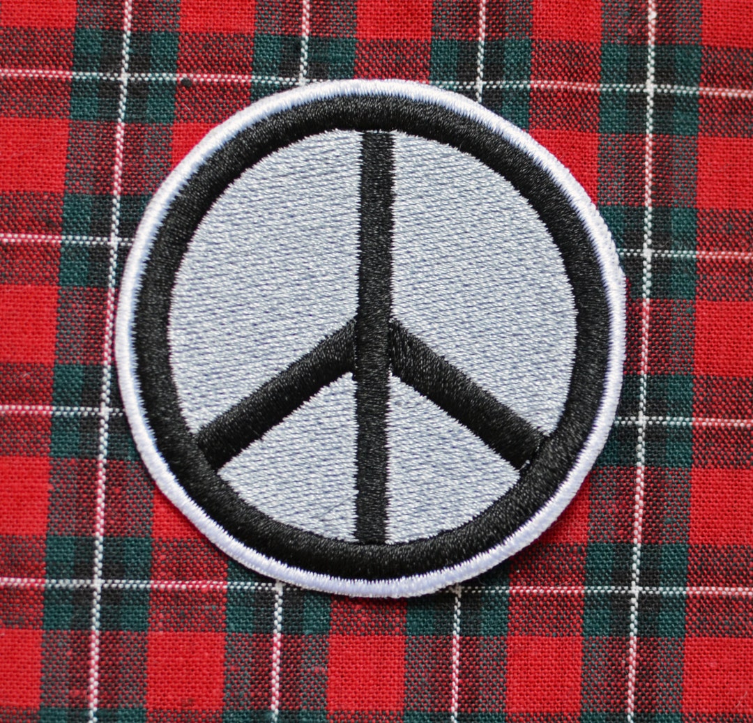 Peace Sign Black and Grey Iron on Patch - Etsy