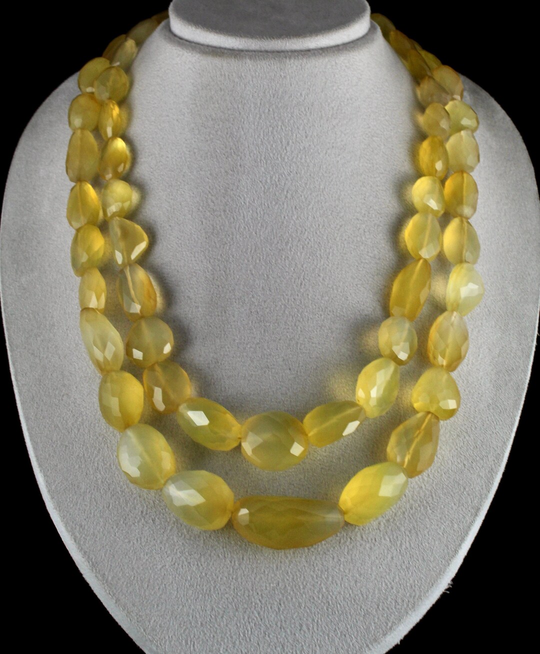 Buy Yellow Chalcedony Beads FACETED Nugget 2L 1478 Carats Gemstone ...