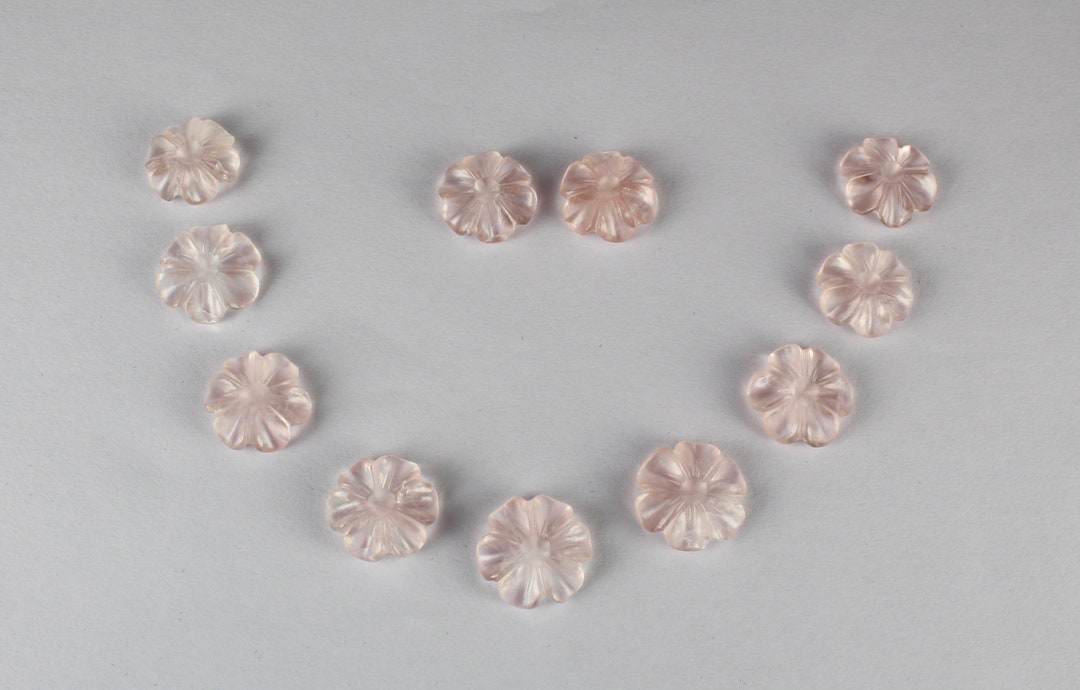 Finest Natural ROSE QUARTZ Carved FLOWER 11 Pcs 97.35 Carats Gemstone ...