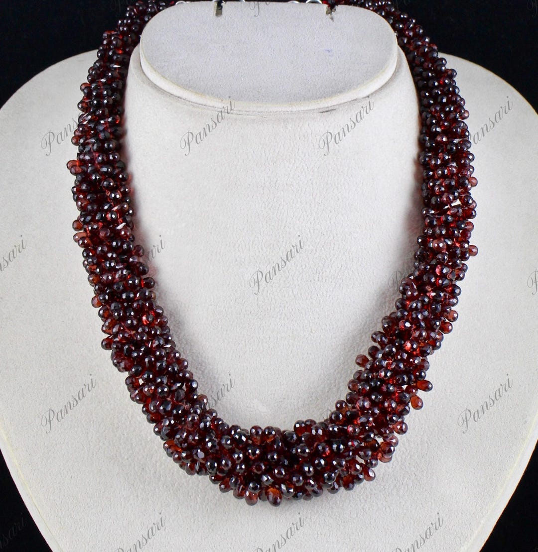 Certified Natural Pyrope Garnet Teardrop Beaded Necklace – 863 Ct ...