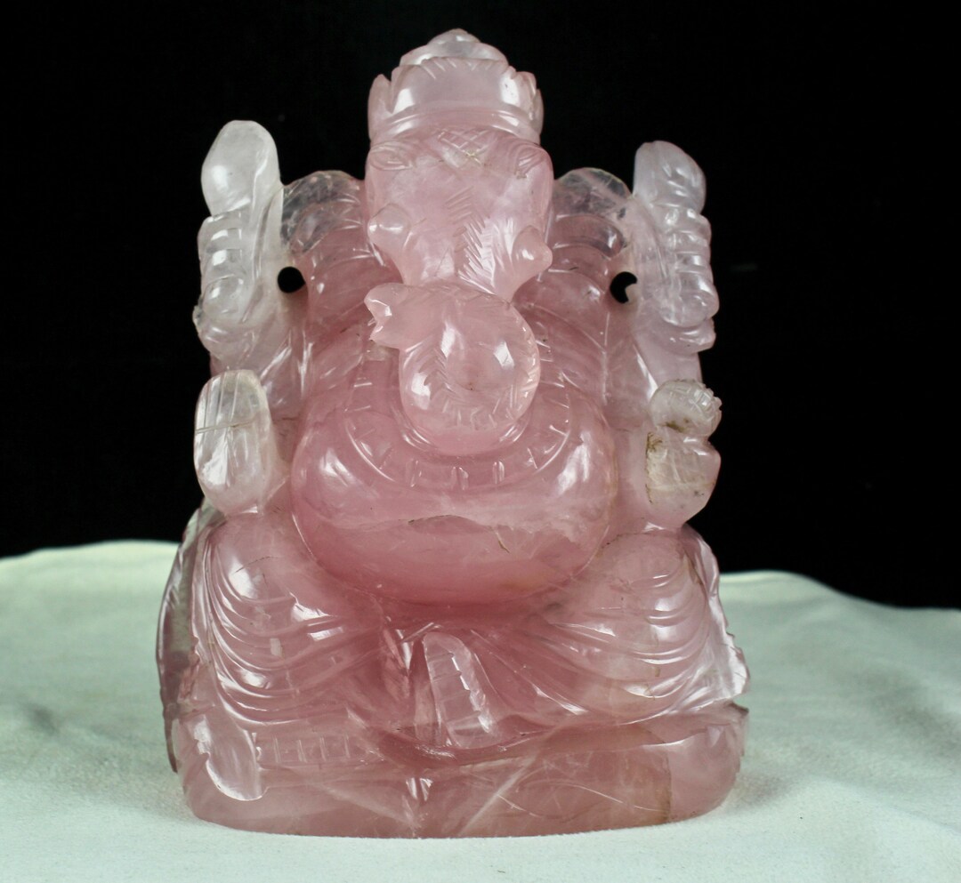 Best Divine 6inch Natural ROSE QUARTZ Lord GANESHA Statue 8960 Carats ...