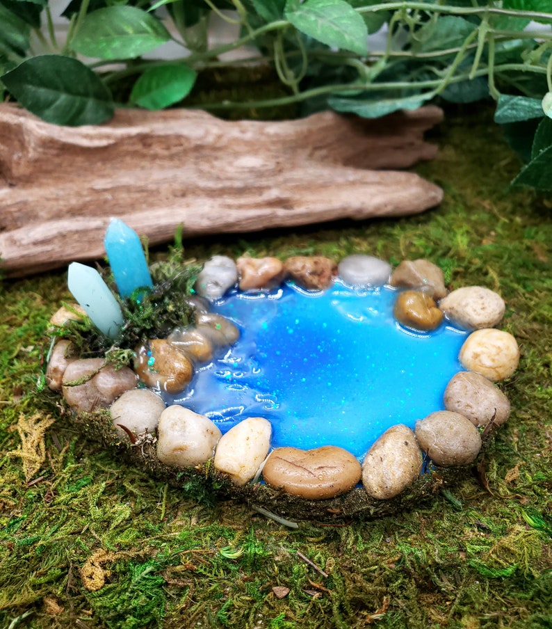 Fairy Garden Pond W/ Glowing Water and Crystals Miniature - Etsy