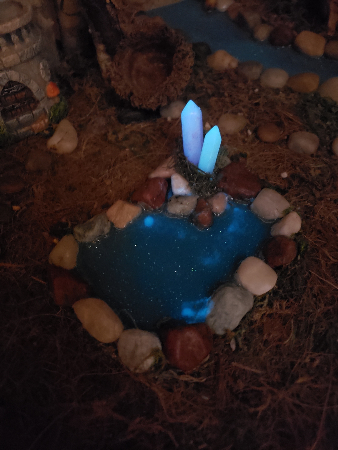 Fairy Garden Pond W/ Glowing Water and Crystals, Miniature Pond, Fairy ...