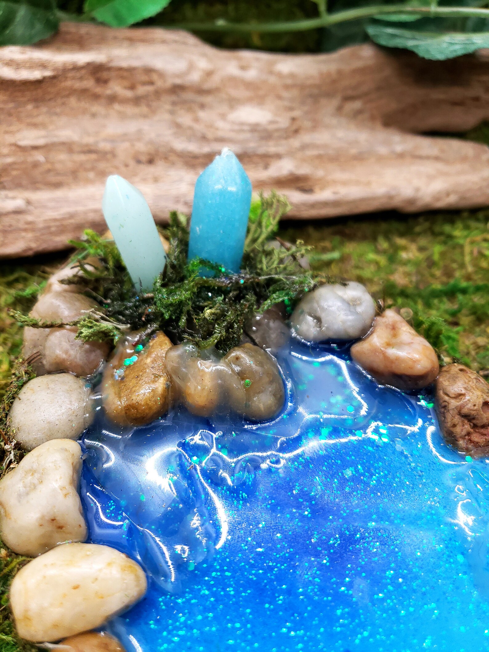 Fairy Garden Pond W/ Glowing Water and Crystals Miniature - Etsy