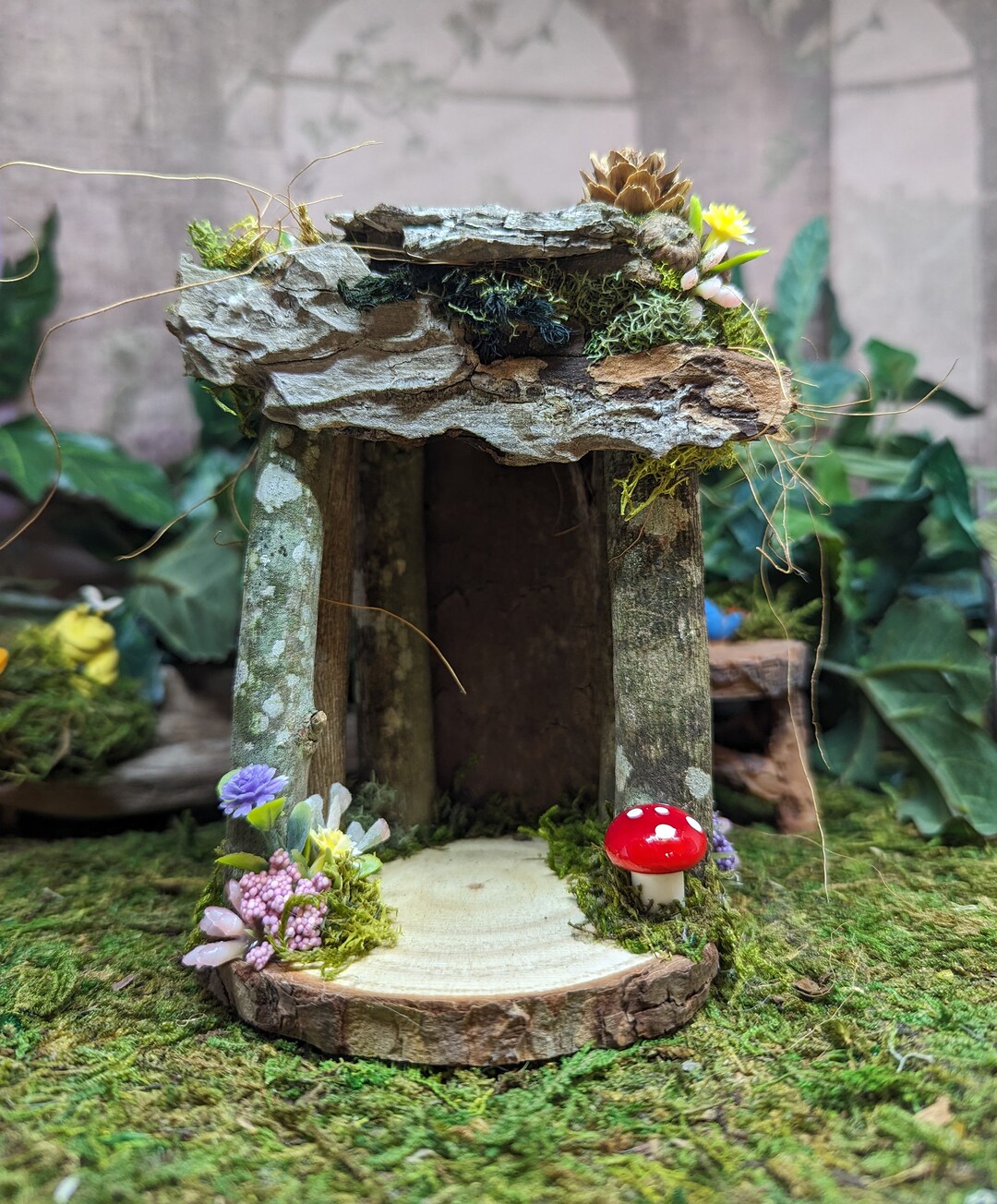Handmade Miniature Fairy House: Natural Wood Garden Decor - Etsy