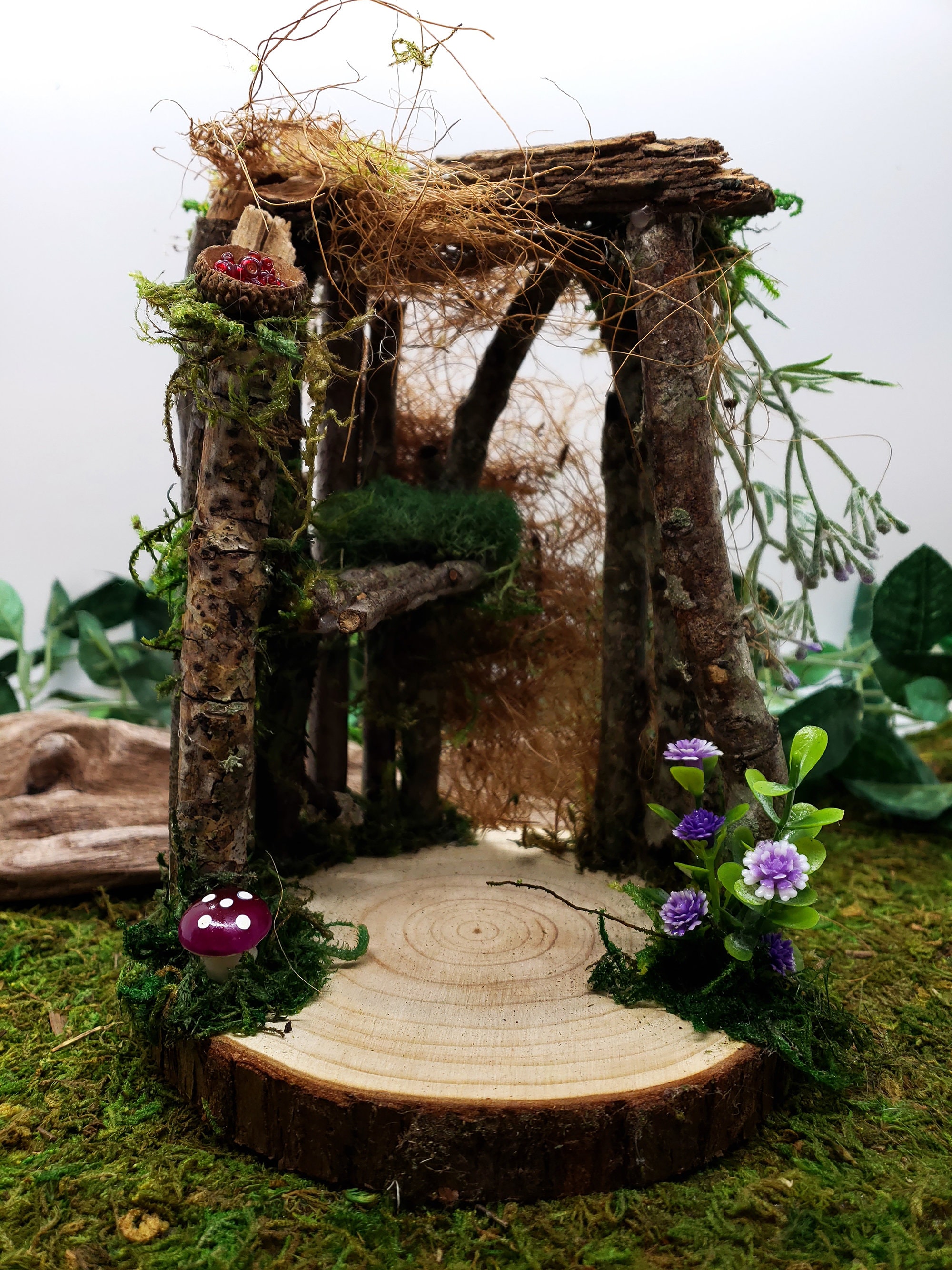 Miniatures Art & Collectibles Fae Fairy Garden Dollhouse Double Bed ...