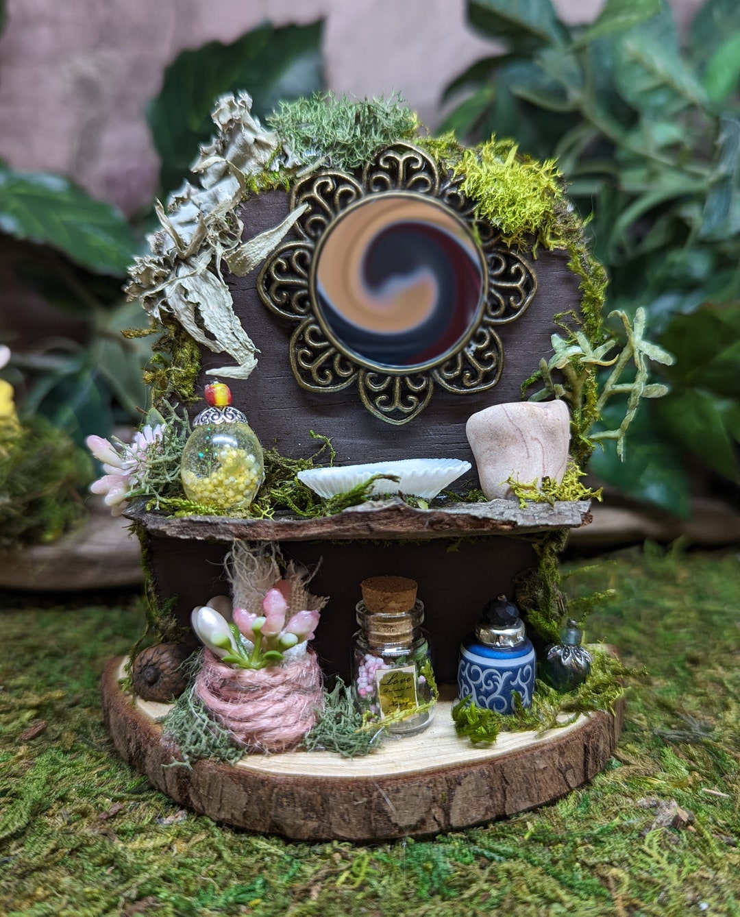 Handcrafted Fairy Garden Vanity Table With Potions & Mirror - Etsy