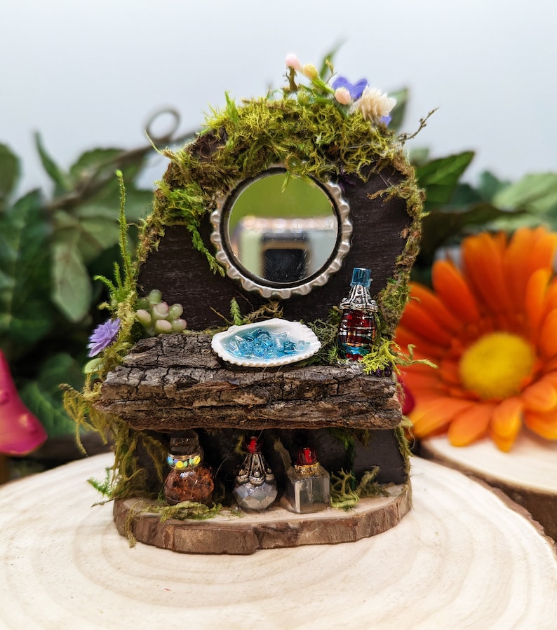 Handcrafted Fairy Garden Vanity Table With Potions & Mirror - Etsy