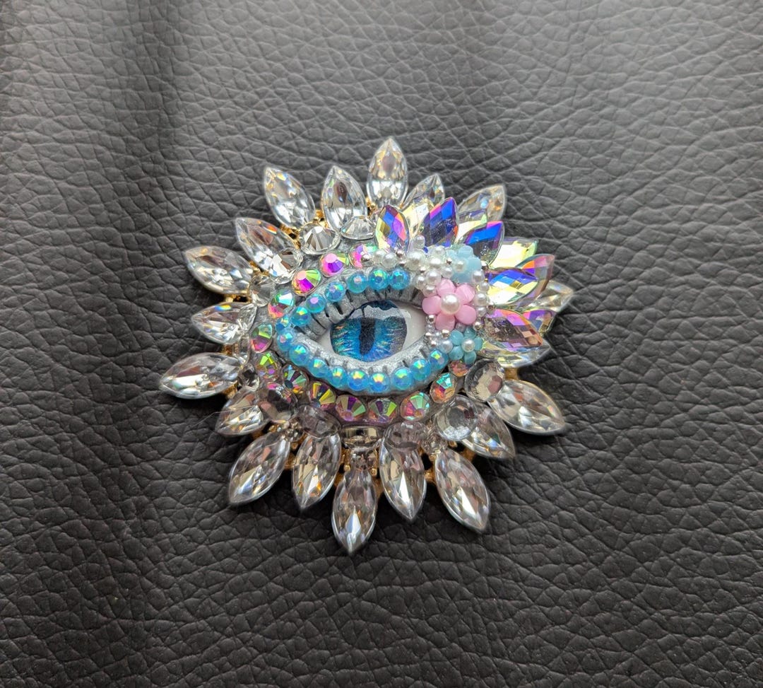 Dragon Eye Brooch: Handmade Rhinestone Eyeball Jewelry - Etsy