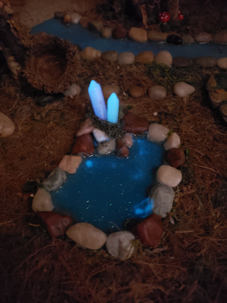 Fairy Garden Pond W/ Glowing Water and Crystals Miniature - Etsy