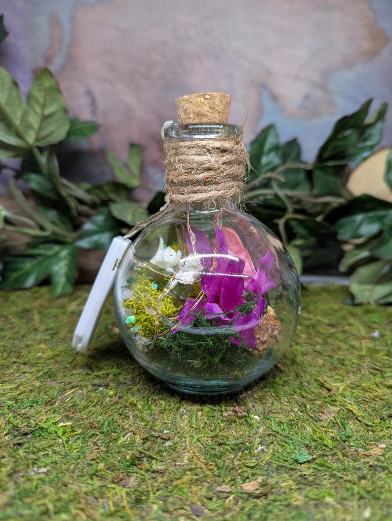 Fairy Flower Night Light: Moss & Pinecone Potion Bottle - Etsy