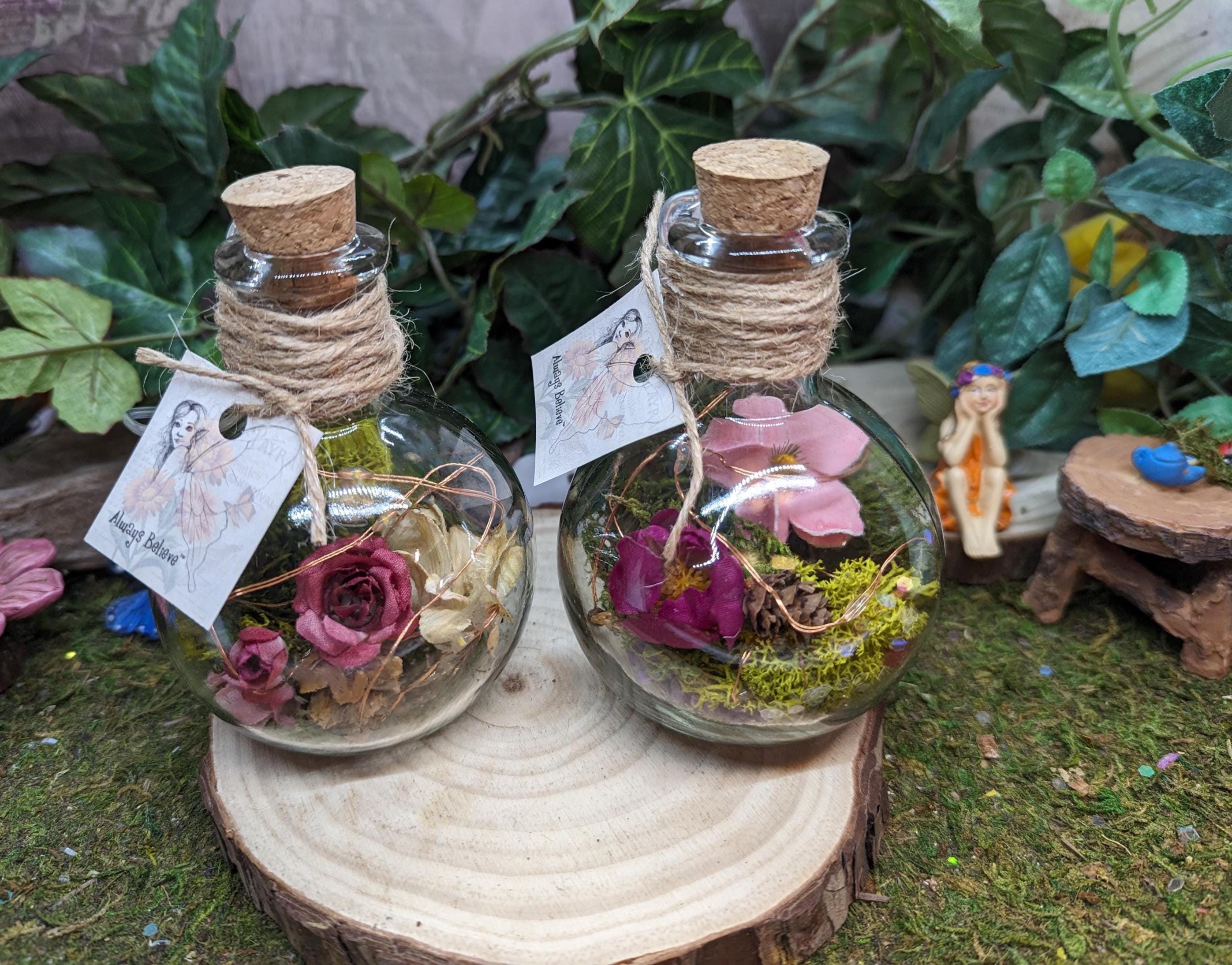 Fairy Flower Night Light: Moss & Pinecone Potion Bottle - Etsy