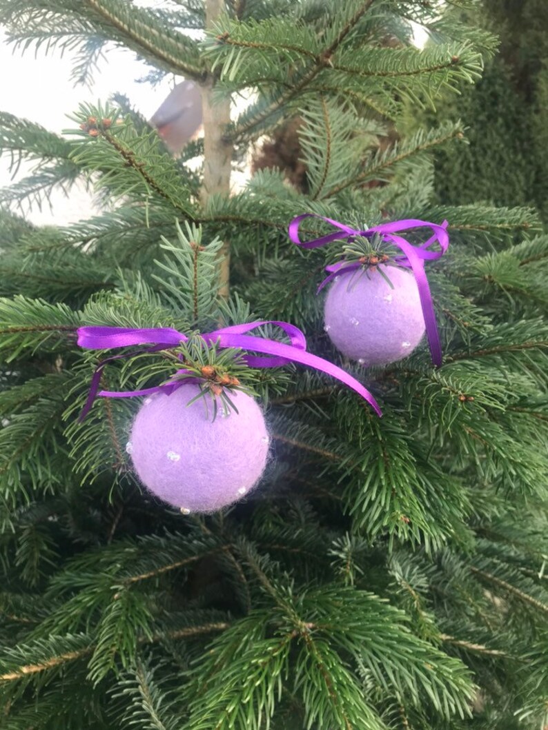 Lilac Christmas Tree Decor, Christmas Balls, Set of Hanging Xmas ...