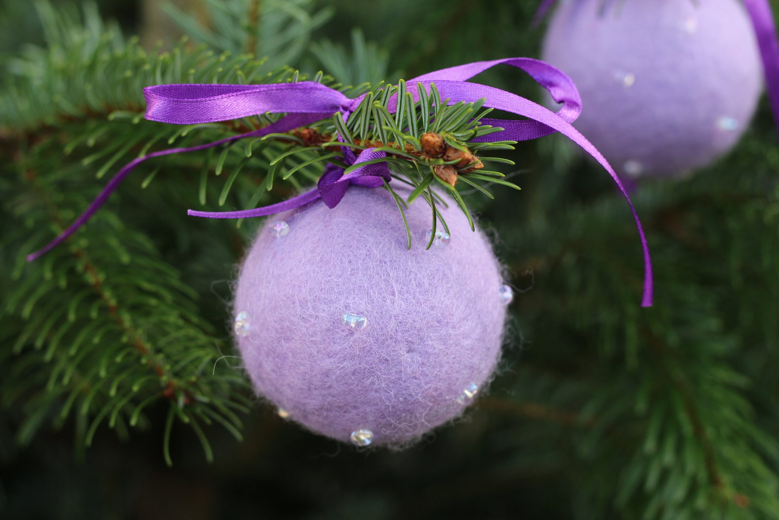 Lilac Christmas Tree Decor, Christmas Balls, Set of Hanging Xmas ...