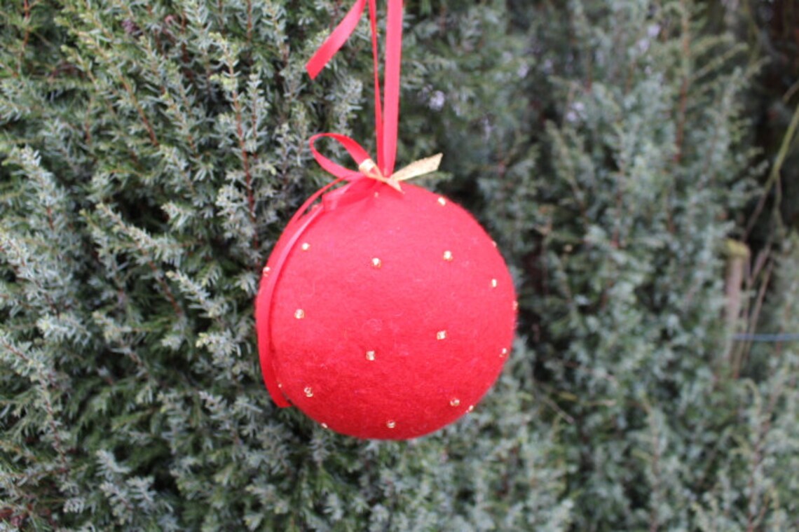 RED Christmas Tree Decor Christmas Balls Set of Hanging Xmas - Etsy
