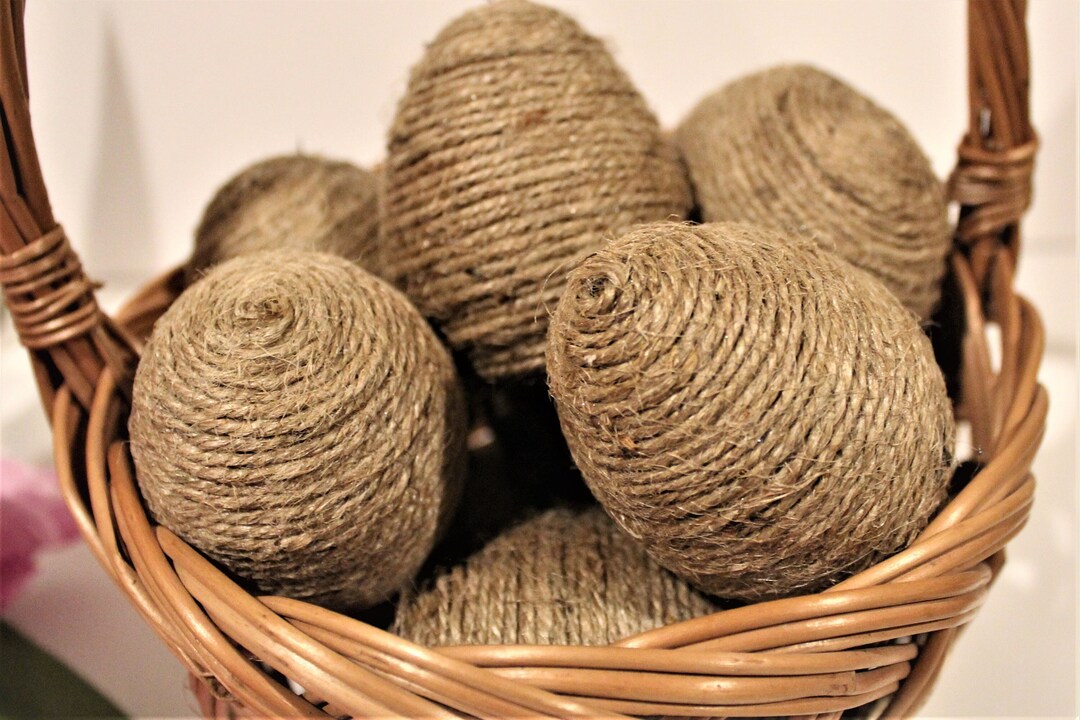 Farmhouse Decor, Rustic Easter Egg Decor, Country, Twine Wrapped Easter ...