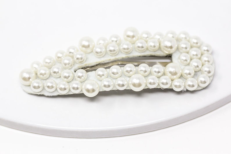 Pearl snap clip pearl hair clip pearl hair slide triangle | Etsy
