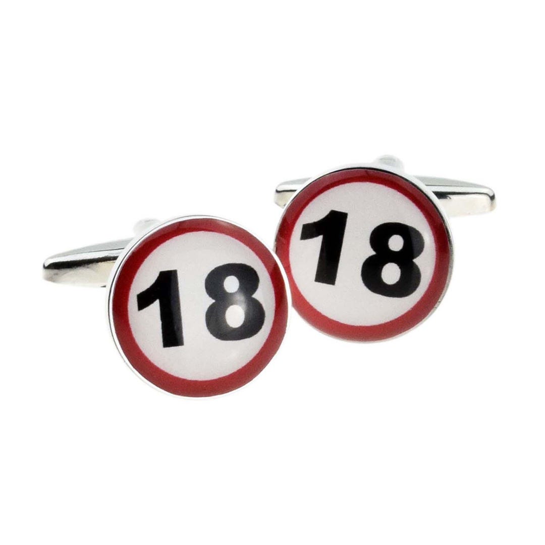 18 MPH Road Speed Sign Birthday Age Cufflinks Presented in Personalised ...