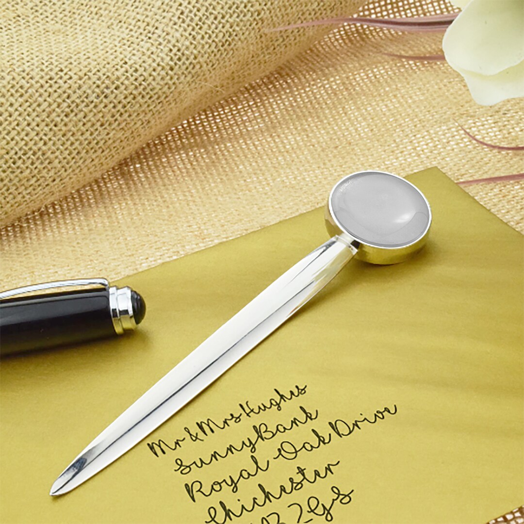 Encapsulated Salt 8th Anniversary Letter Opener With Personalised ...