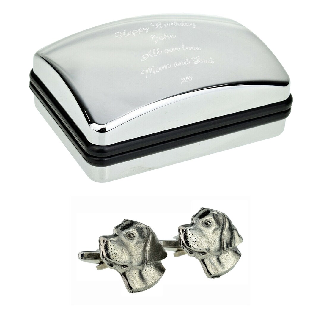 Labrador Dogs Head Pewter Cufflinks in Optional Personalised Cufflink ...