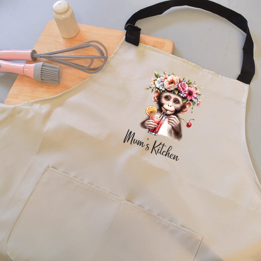 Personalised Kitchen Cute Monkey Design | Protective Stone Apron - Etsy