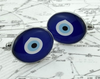 A Pair of Vintage 9ct Gold on Sterling Silver & Tiger's Eye Cufflinks ...