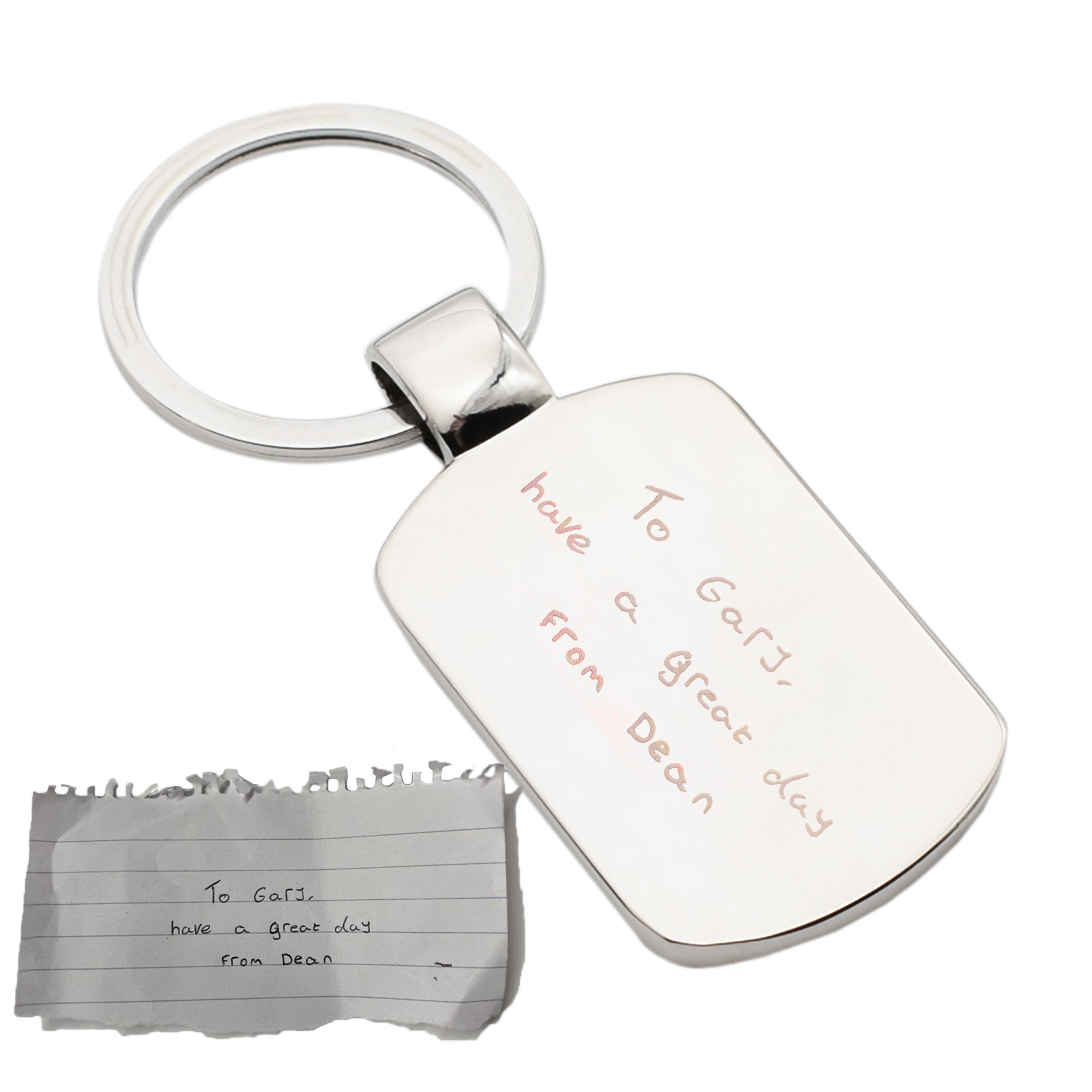 Personalised Own Handwritten Message Engraved Key Ring - Etsy