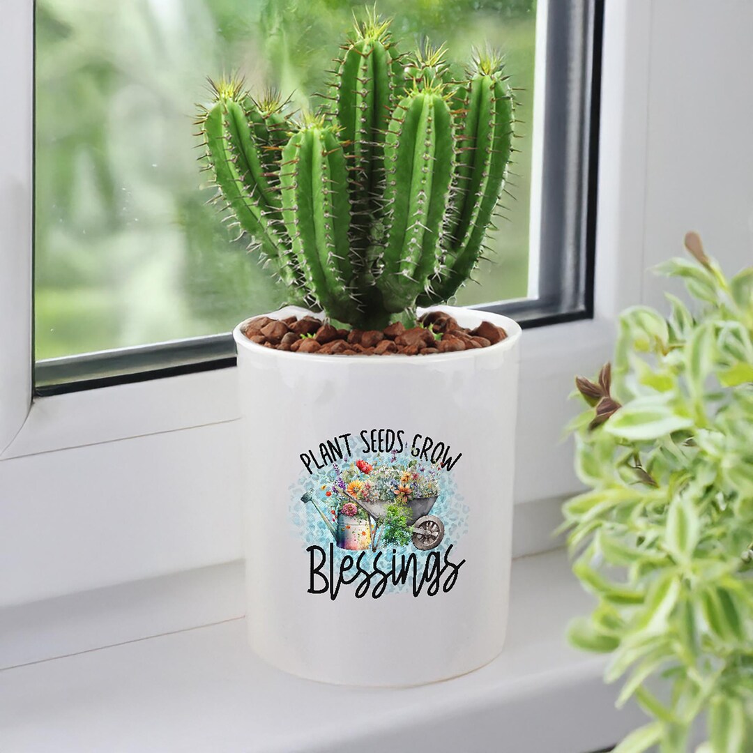 Gardening Design " Plant Seeds Grow Blessings " Ceramic Pot Great for ...