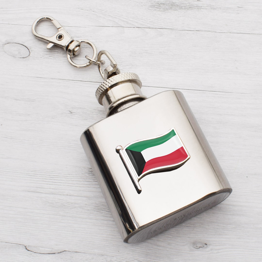 Kuwait Wave Flag Design | Personalised Short Message on Back | 1oz Hip ...