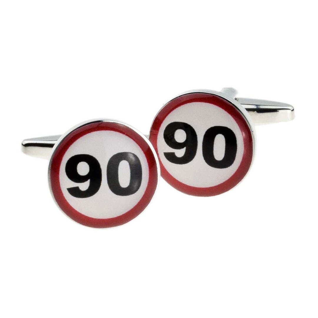90 MPH Road Speed Sign Birthday Age Cufflinks Presented in Personalised ...