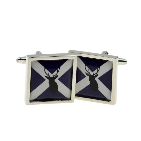 Scottish Saltire Flag With Stag Design Cufflinks in a - Etsy
