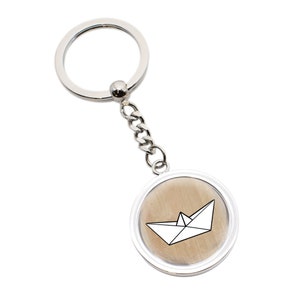 Beautifully Made Origami Paper Boat Design Round Keyring With ...