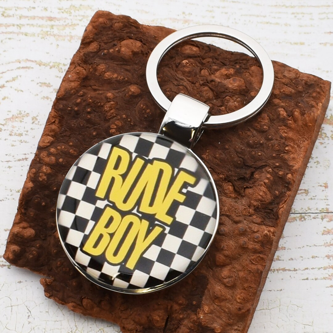 Beautifully Made Yellow Rude Boy Ska Design Silver Keyring With ...