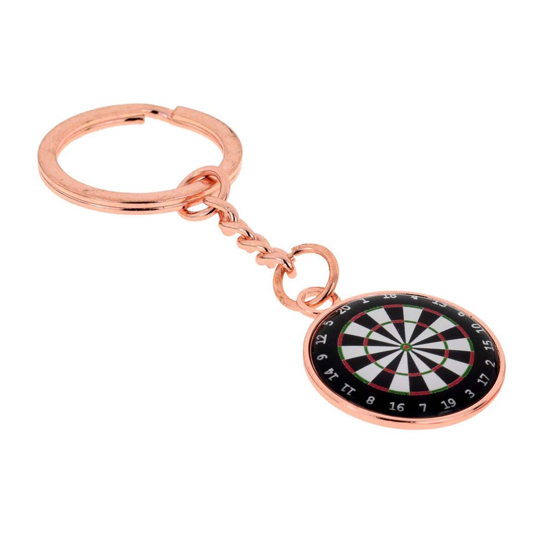 Dartboard Darts Player Design Rose Gold Plated Keyring With Engraved ...
