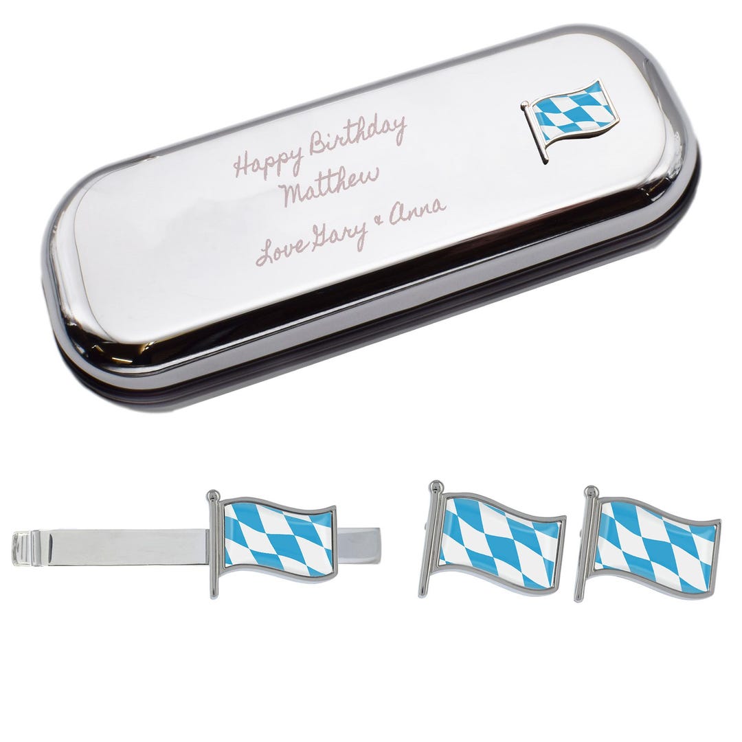 Exquisitely Designed Bavarian Wave Flag Set | Matching Cufflinks & Tie ...