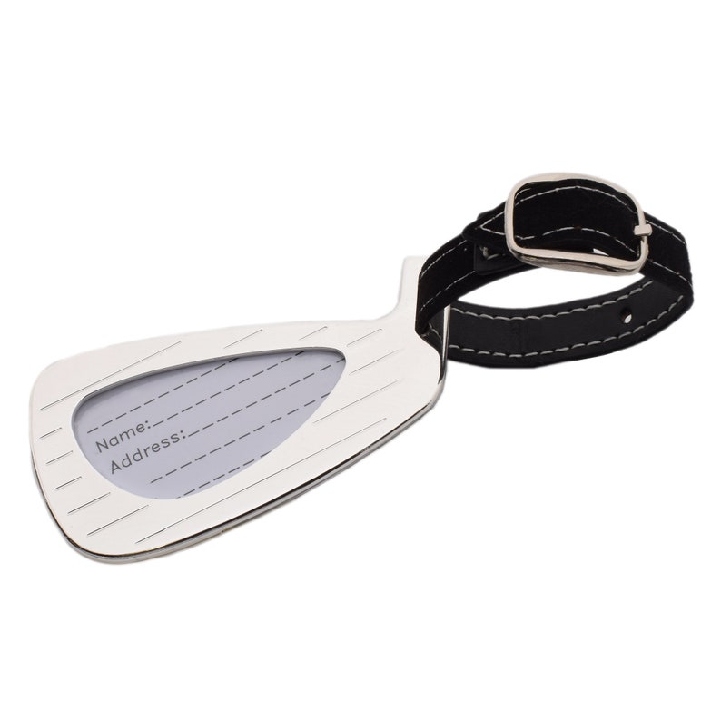 Personalised Golf Club Shape Silver Plated Luggage Tag Great Gift for ...