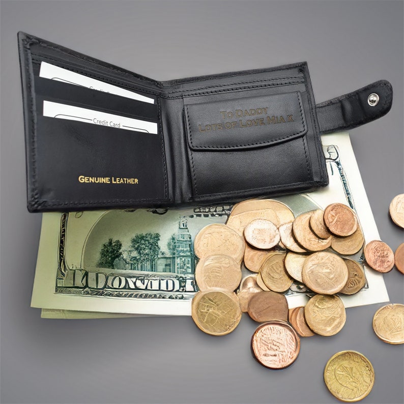 Personalised With Wave Greece Flag Design Black Genuine Leather Wallet ...