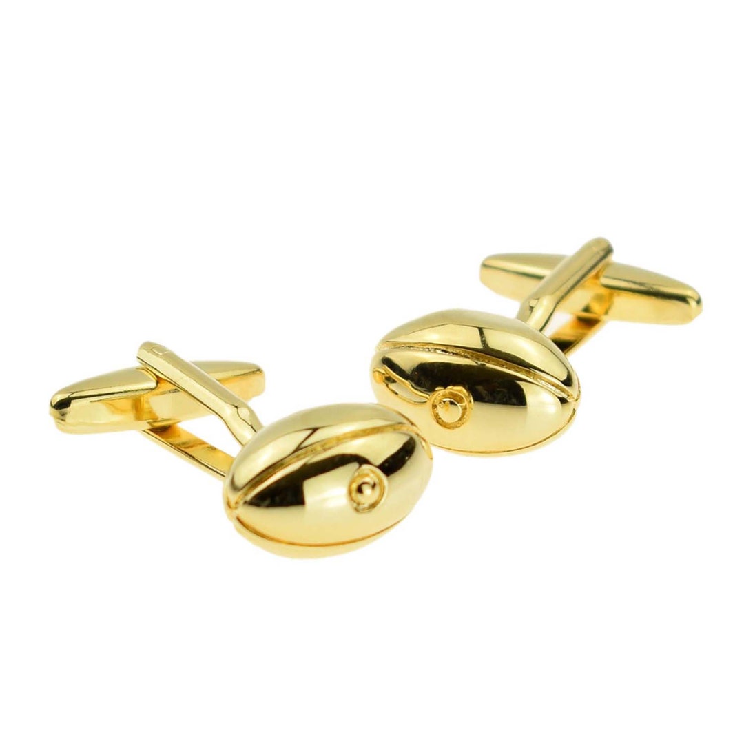 Gold Plated Rugby Balls Design Cufflinks in Personalised Cufflink Box ...