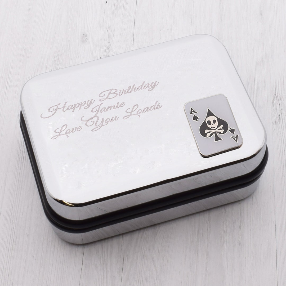 Ace of Spades Design Personalised Engraved Chromed Cufflink Case Box - Etsy