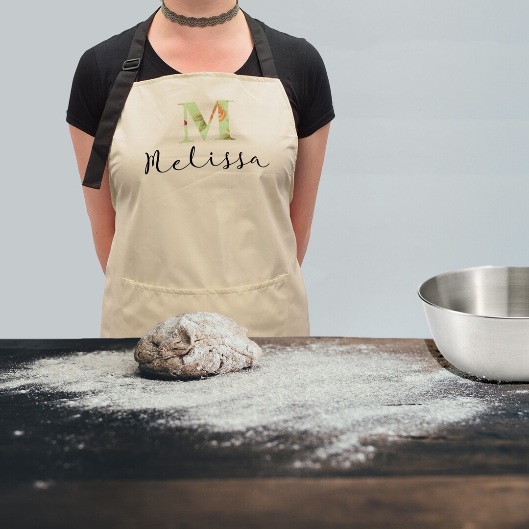 Personalised Floral Initial & Name Design Stone Apron - Etsy