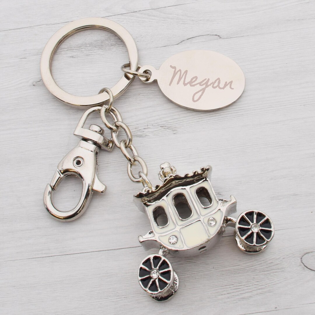 Personalised Princess Ivory Classic Carriage Keyring Presented in ...