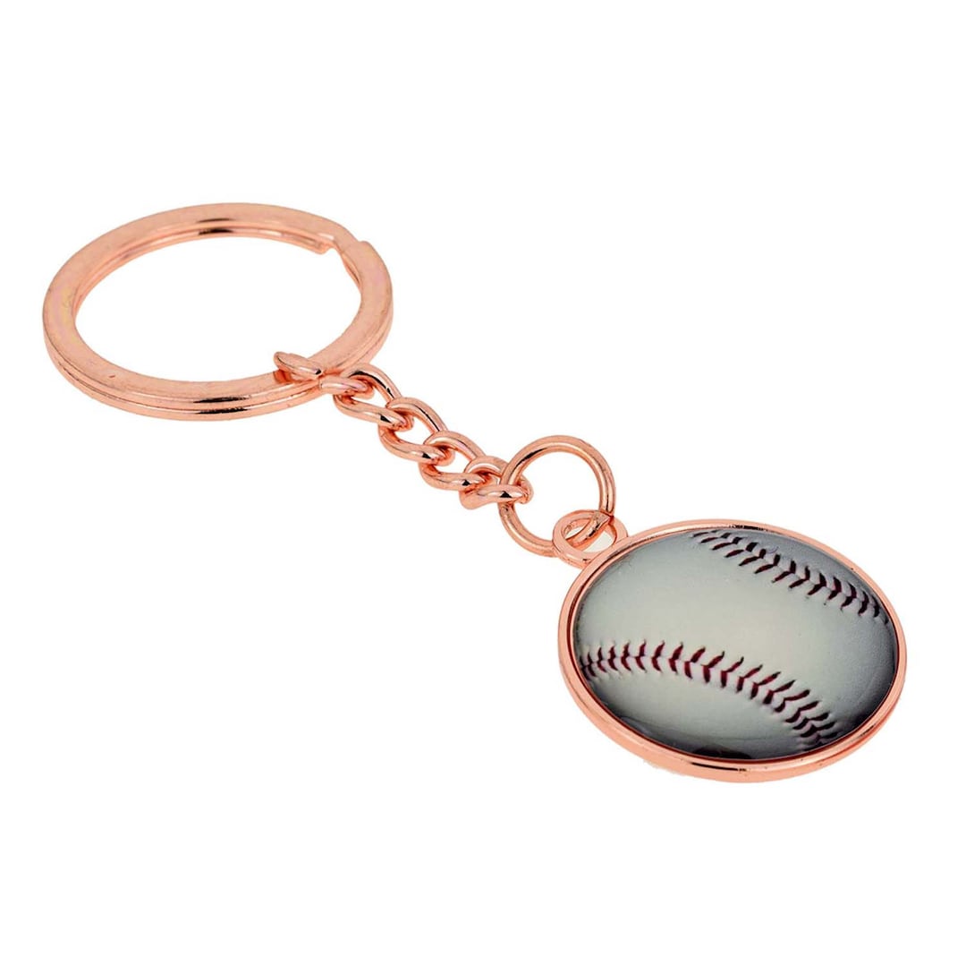Baseball Design Rose Gold Plated Keyring With Engraved Message on the ...