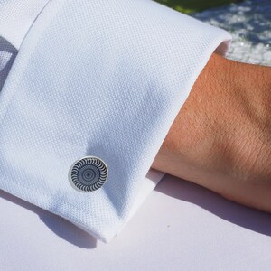 Concentric Black White Circles Design Cufflinks Presented in a Personalised Box - Etsy