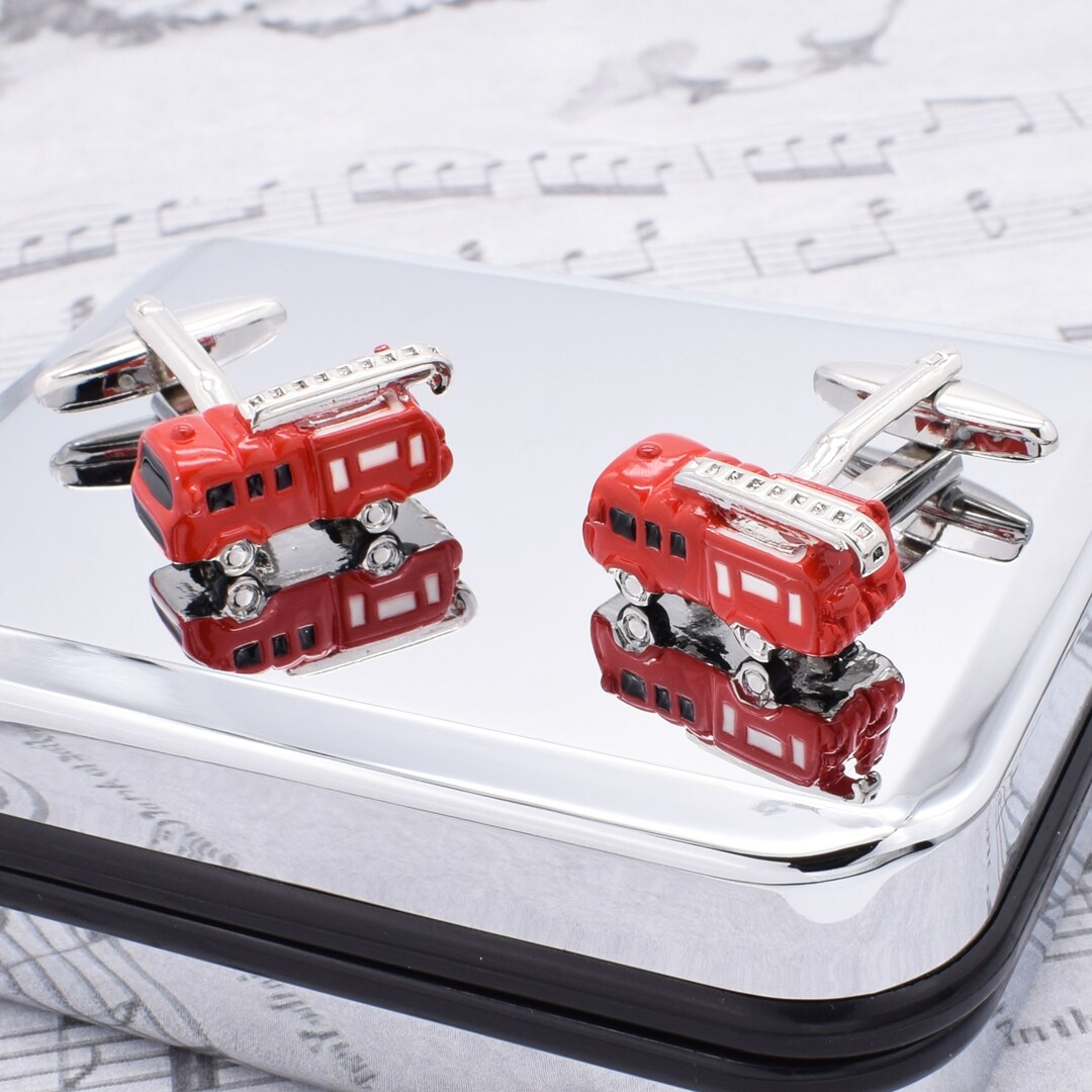 Classic Red Fire Engine Fireman's Fire Fighter Cufflinks in ...