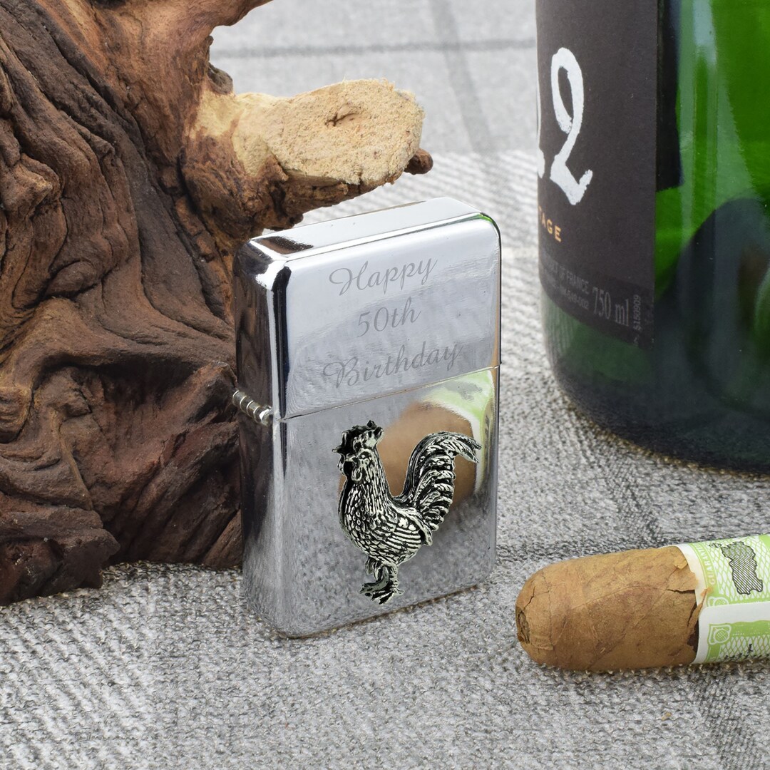 Classic Petrol Lighter With Cockerel Rooster With Optional Engraving ...