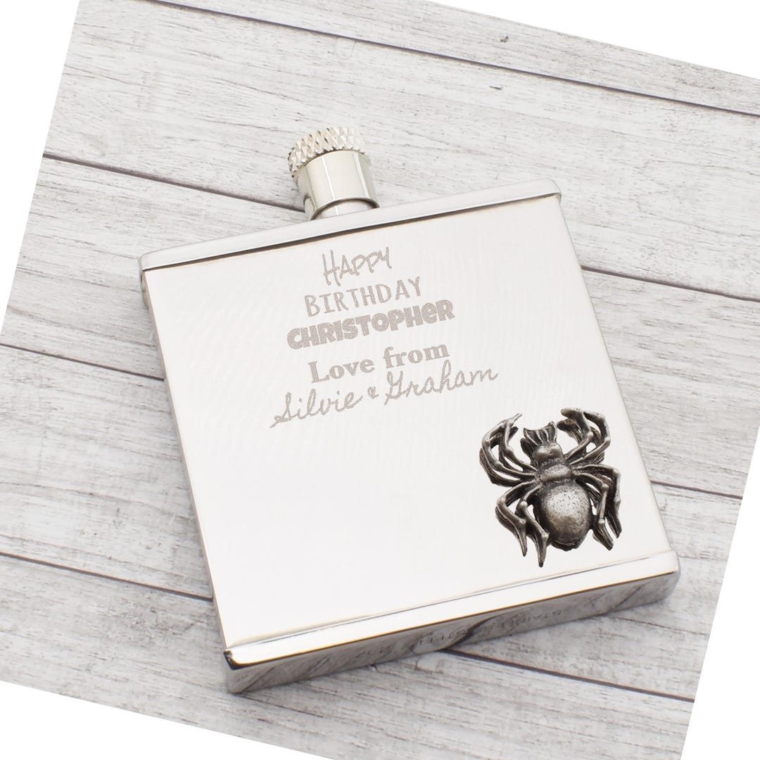 English Made Pewter Spider Design | Personalised With Lasered Message ...